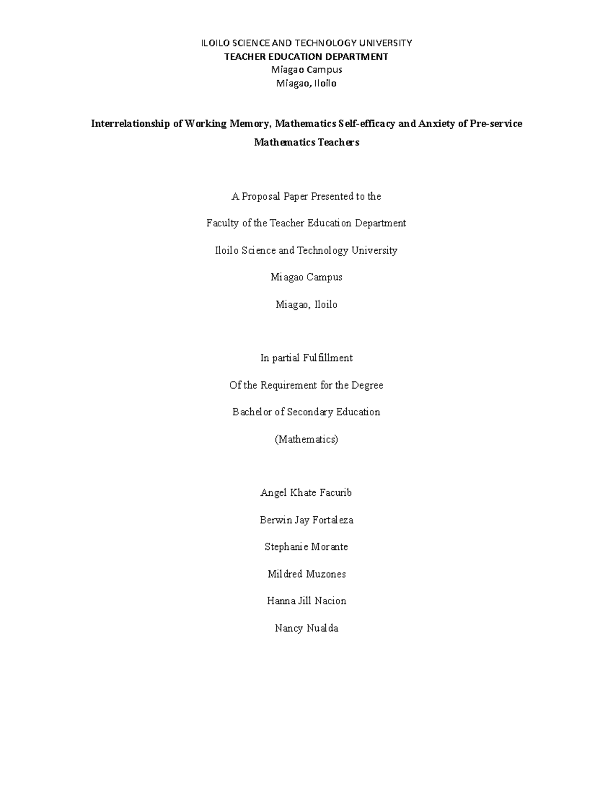 Proposal-paper-22 - mathematics - TEACHER EDUCATION DEPARTMENT Miagao ...