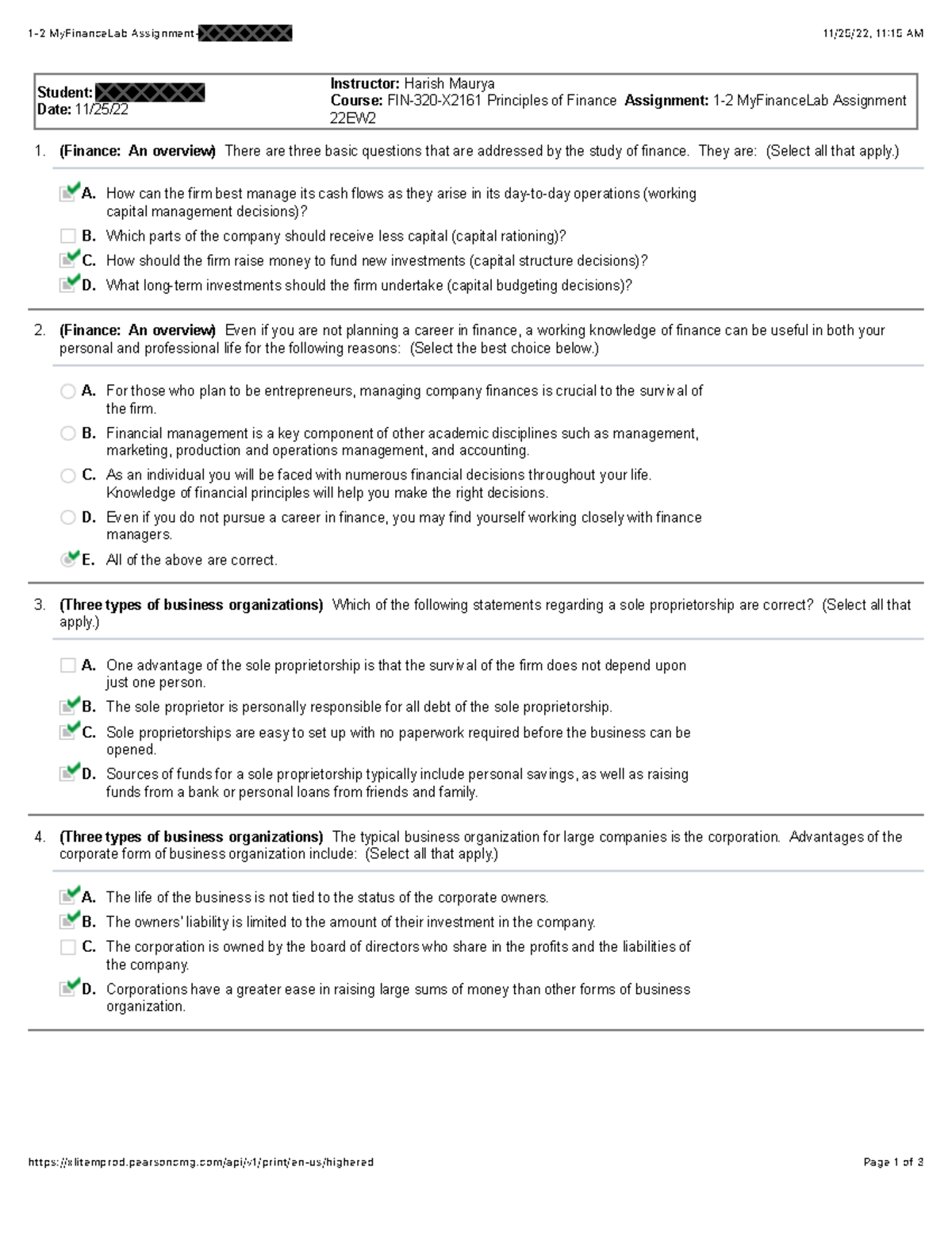 1-2 My Finance Lab Assignment - 1-2 MyFinanceLab Assignment- 11/25/22 ...