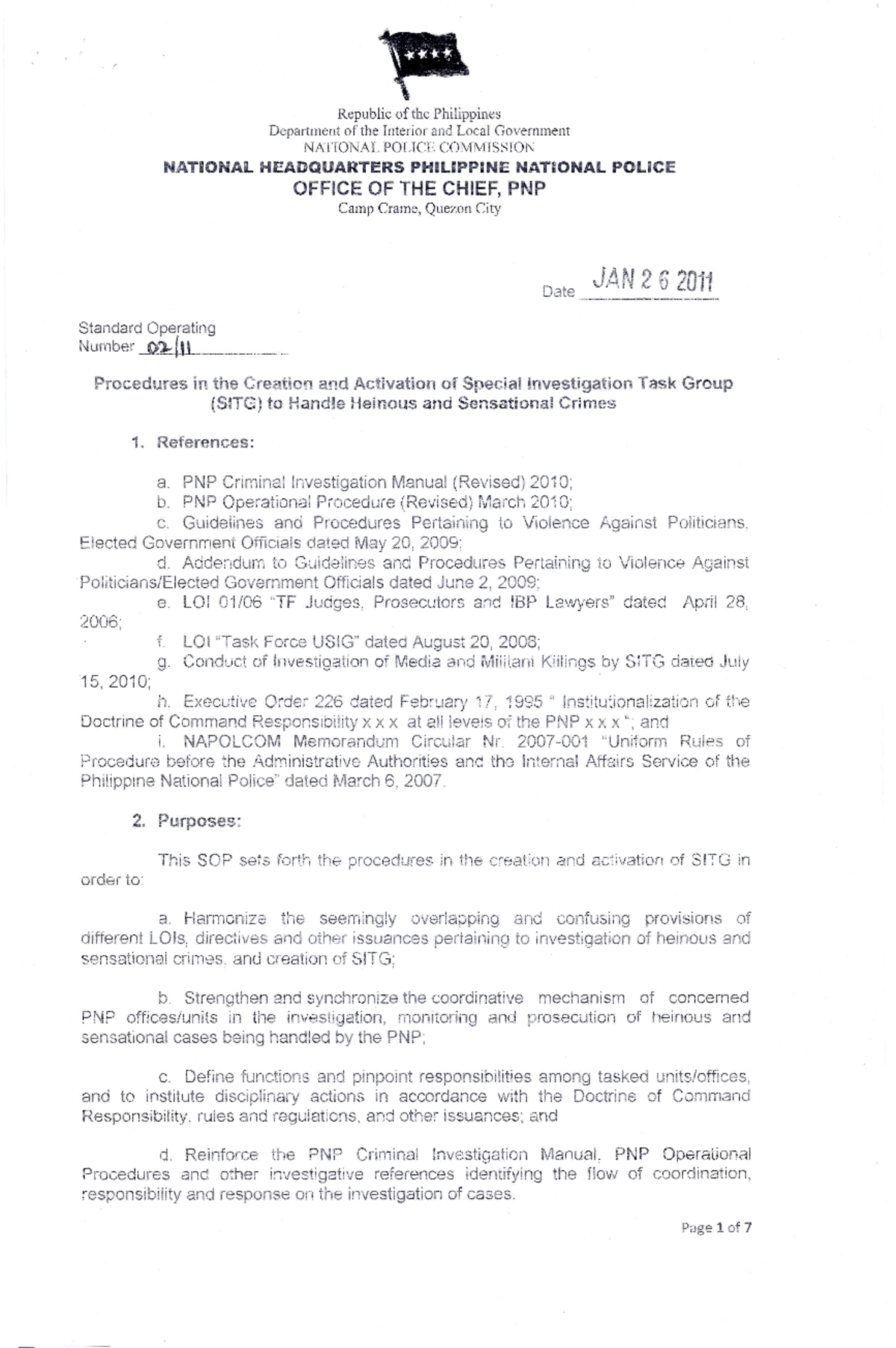 SOP ON Creation AND Activation OF Special Investigation TASK Group ...