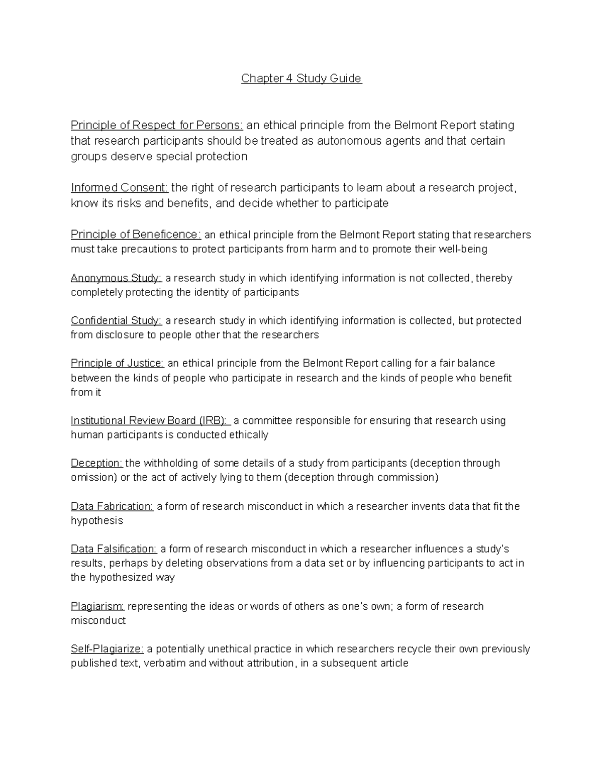 Chapter 4 Study Guide - Ohio State, Research Methods in Psychology ...