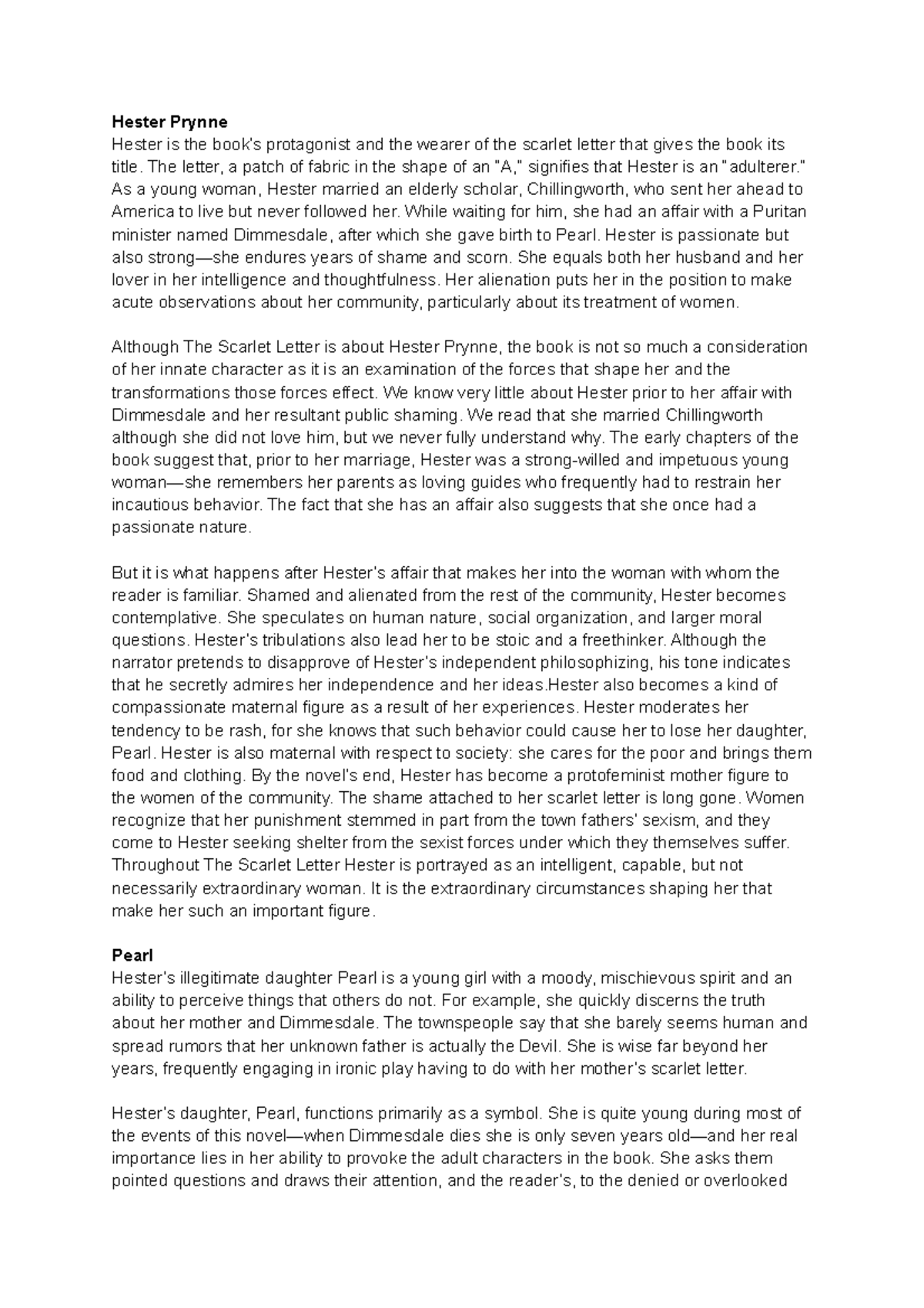 LA LETTERA SCARLATTA - Hester Prynne Hester is the book’s protagonist ...