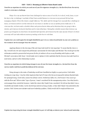 D253 - RSM3 Task 1 - Passed - D253 - TASK 1: Becoming an Effective ...