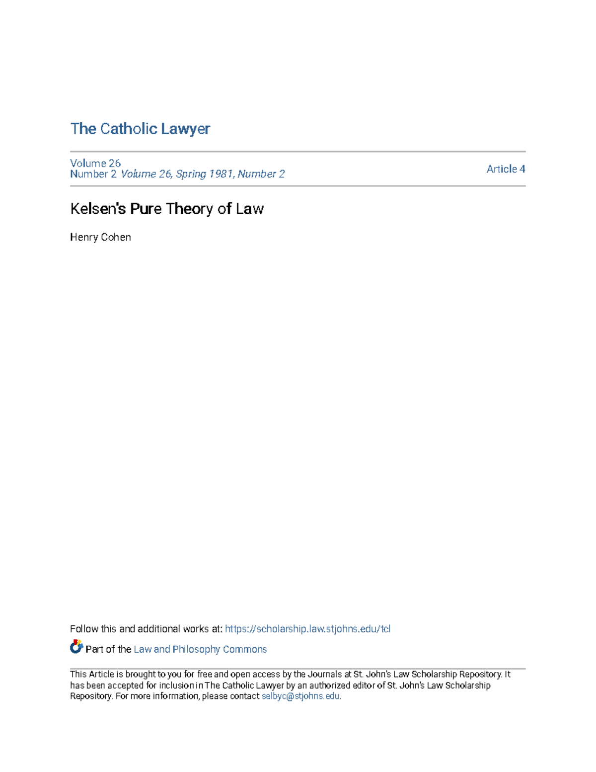 Kelsens Pure Theory of Law - The Catholic LawyerThe Catholic Lawyer ...