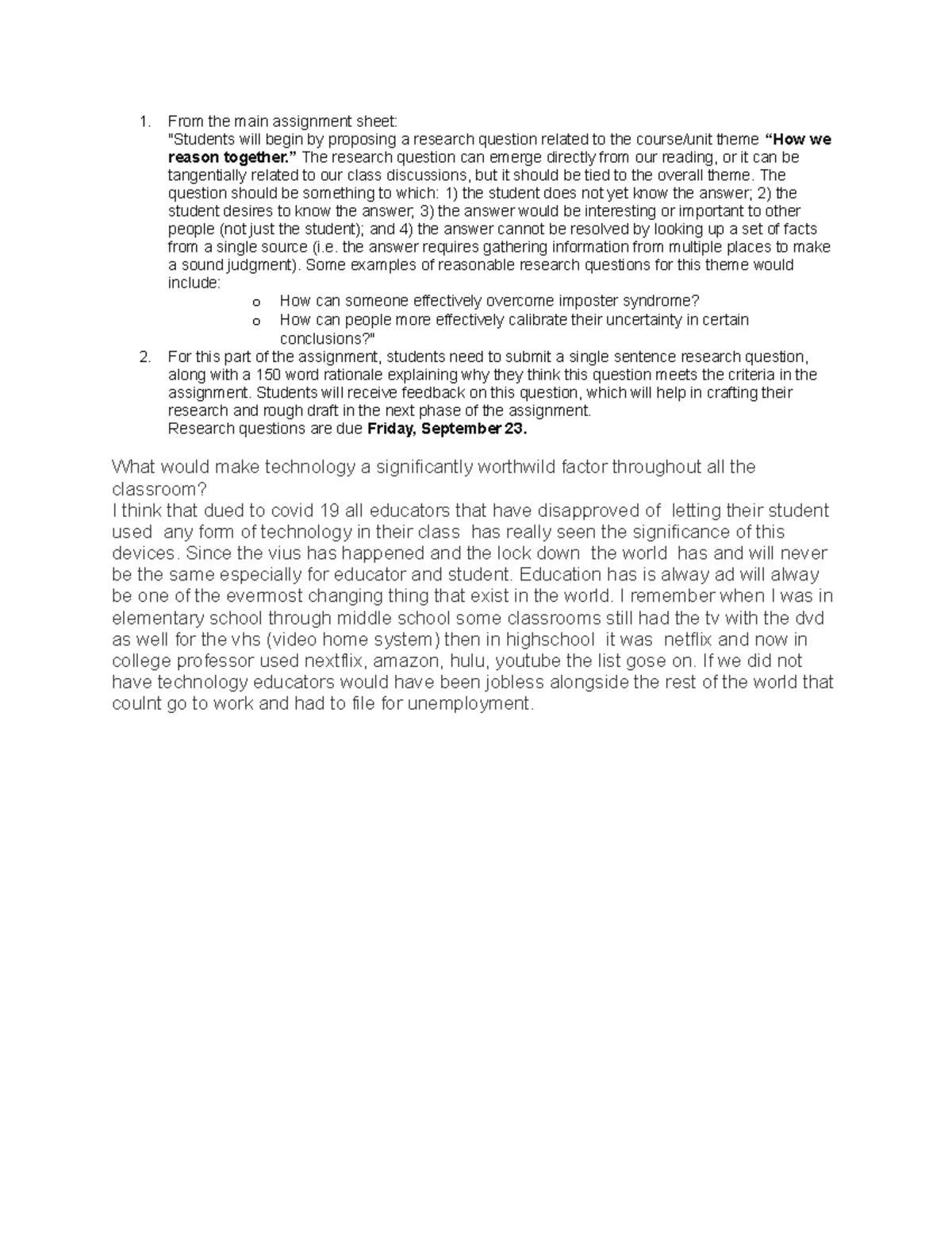 Project - this is just to give every one an example of what the ...