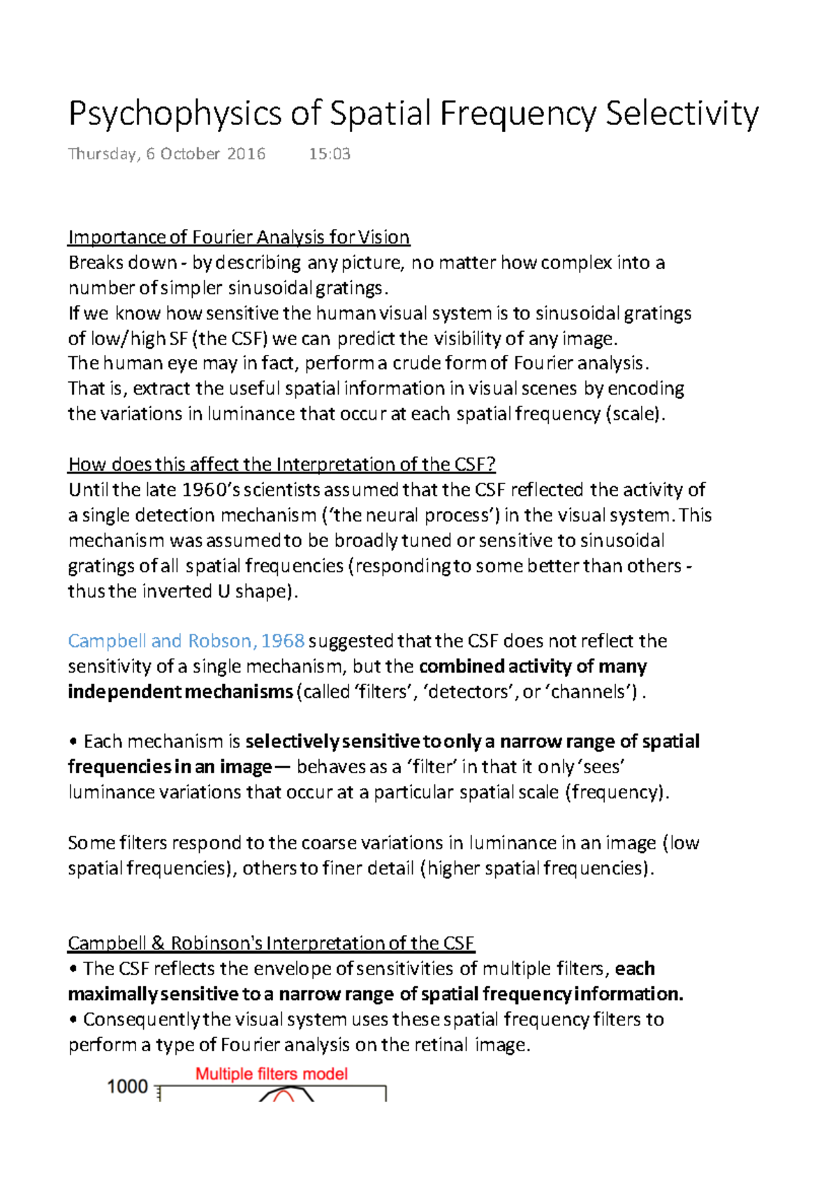 Psychophysics of Spatial Frequency Selectivity - If we know how ...
