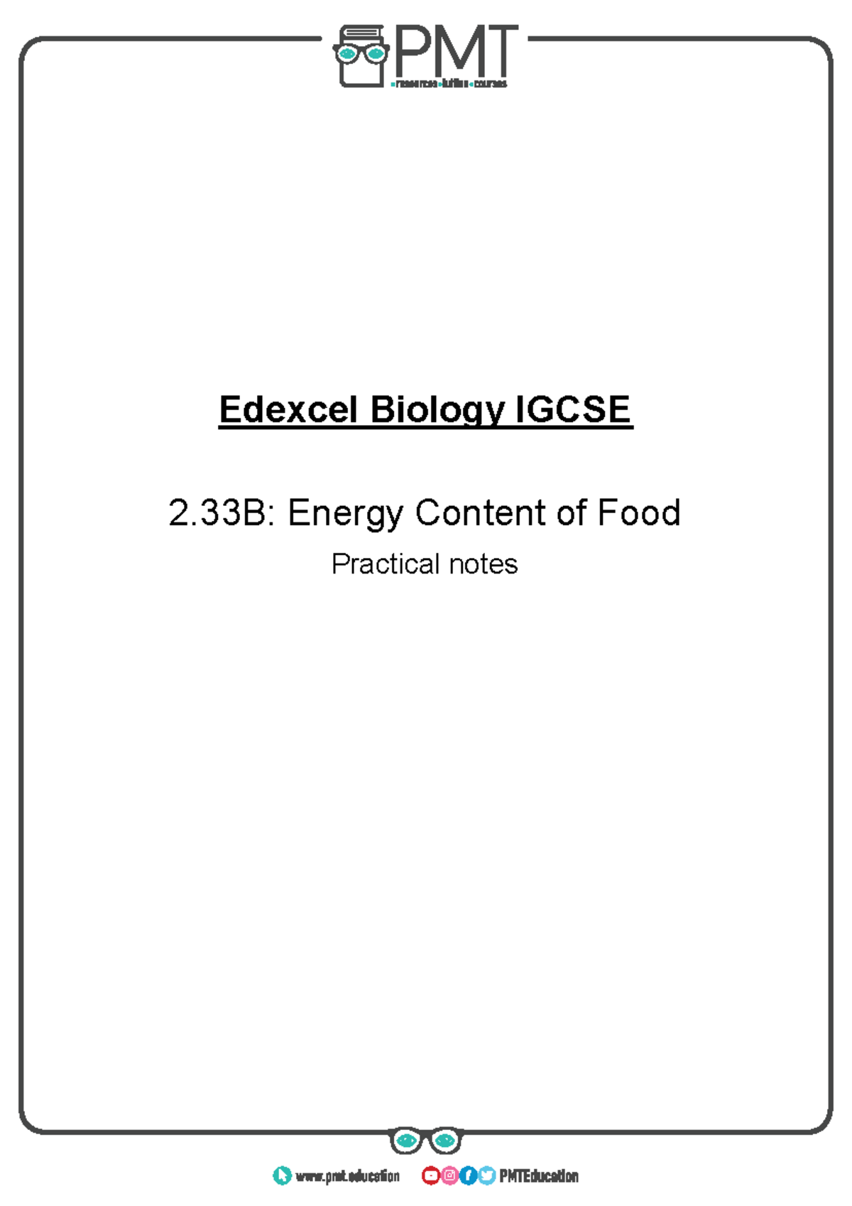 Energy Content of Food - eargfgq - Edexcel Biology IGCSE 2: Energy ...