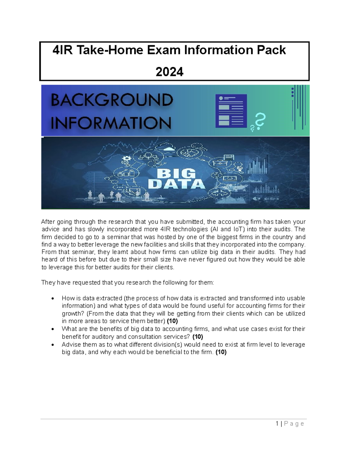 4IR Final Take Home Exam - 1 | P a g e 4IR Take-Home Exam Information ...