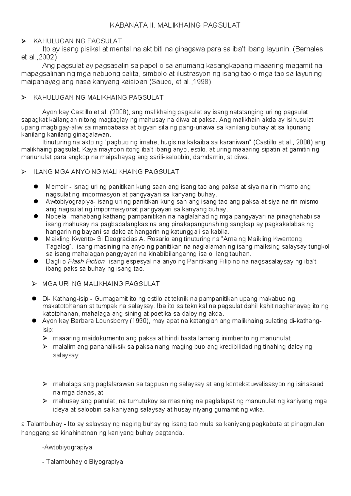 Malikhaing- Pagsulat-001 - KABANATA II: MALIKHAING PAGSULAT KAHULUGAN ...