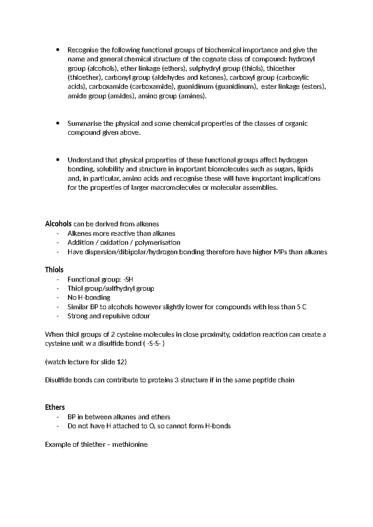 L6 Functional groups - lecture notes - Recognise the following ...