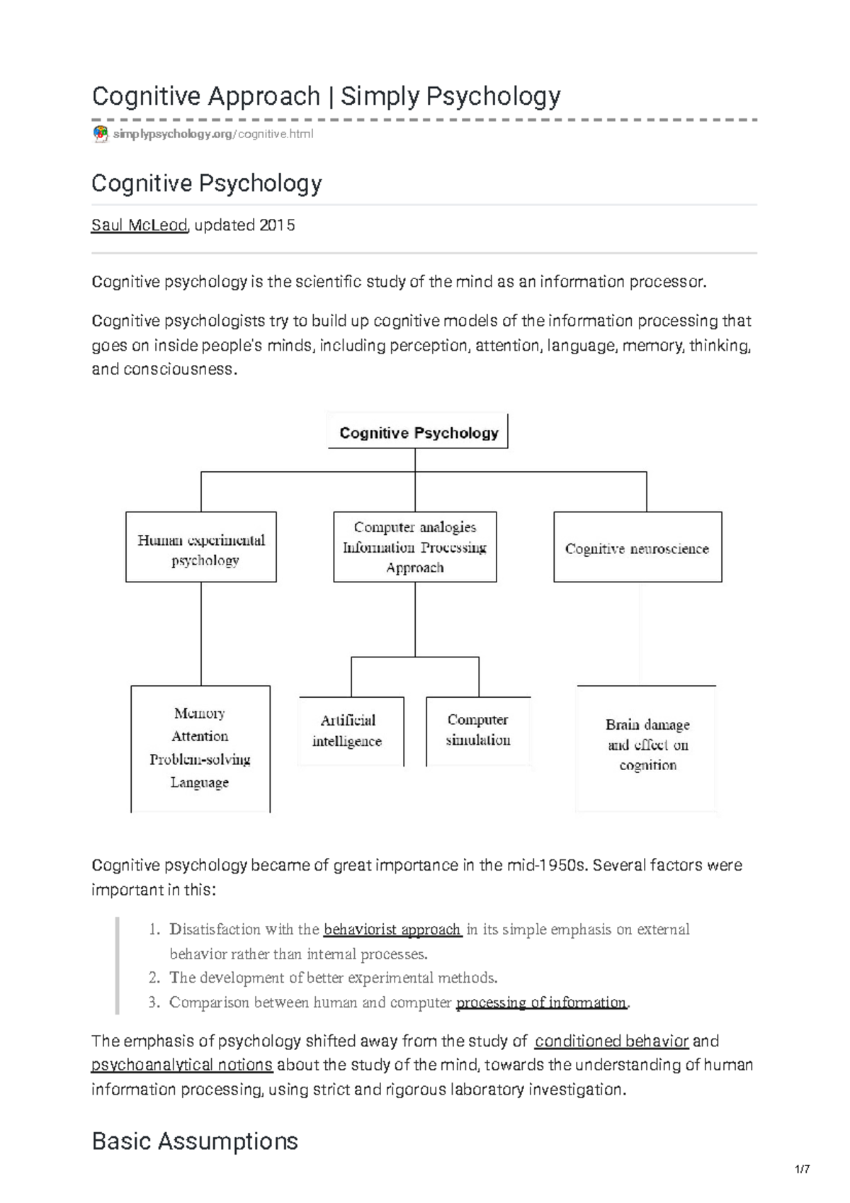 Cognitive Psychology - PSYCH - Cognitive Approach | Simply Psychology ...