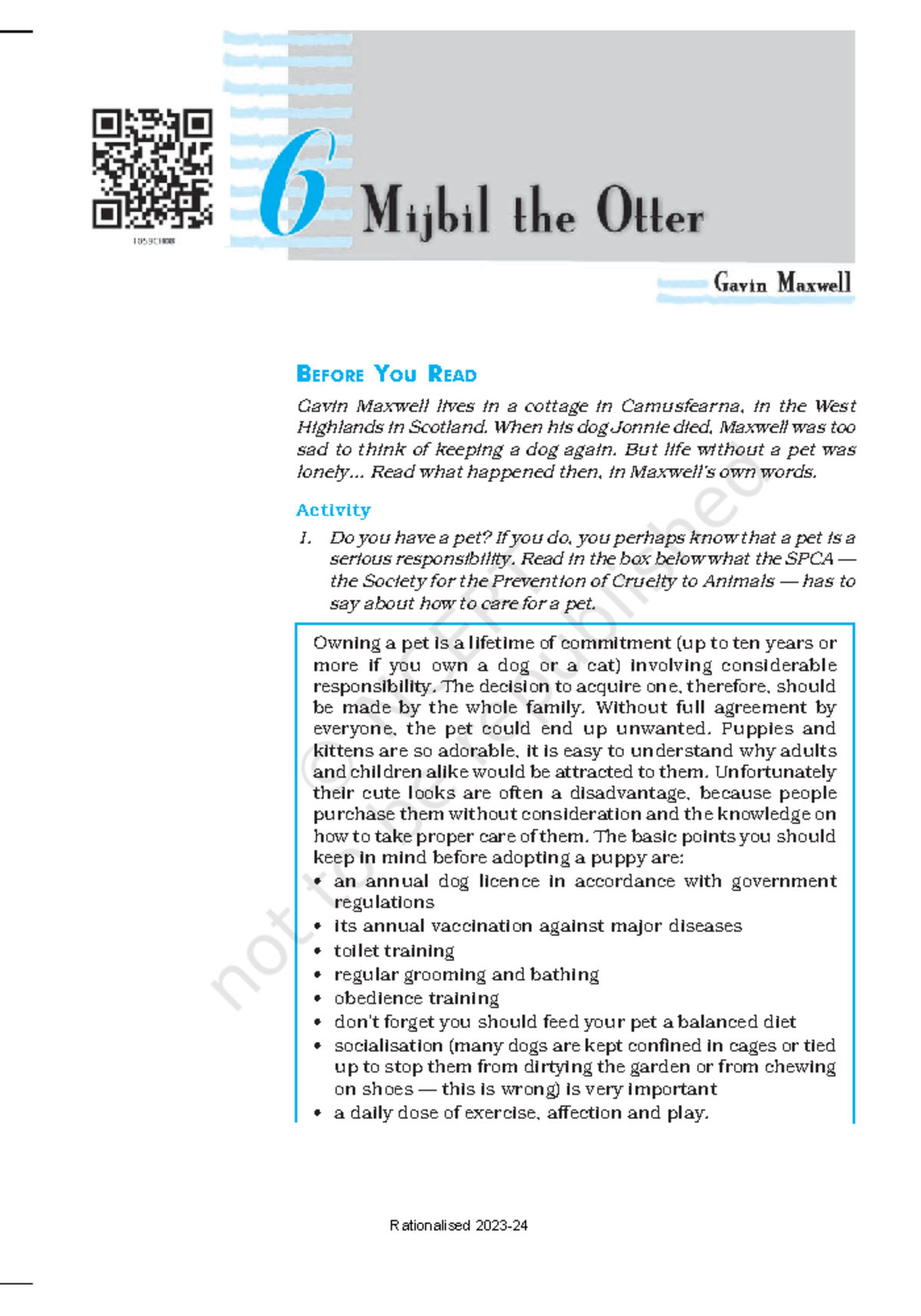 Class 10 eng ch 6 pdf - chapter 6 - BEFORE YOU READ Gavin Maxwell lives ...