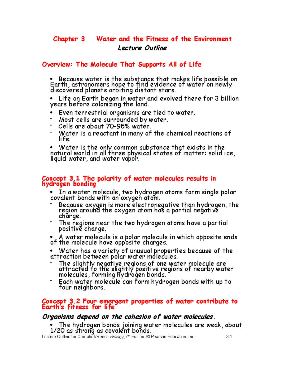 Chapter 3 0032 - Chapter 3 Water and the Fitness of the Environment ...