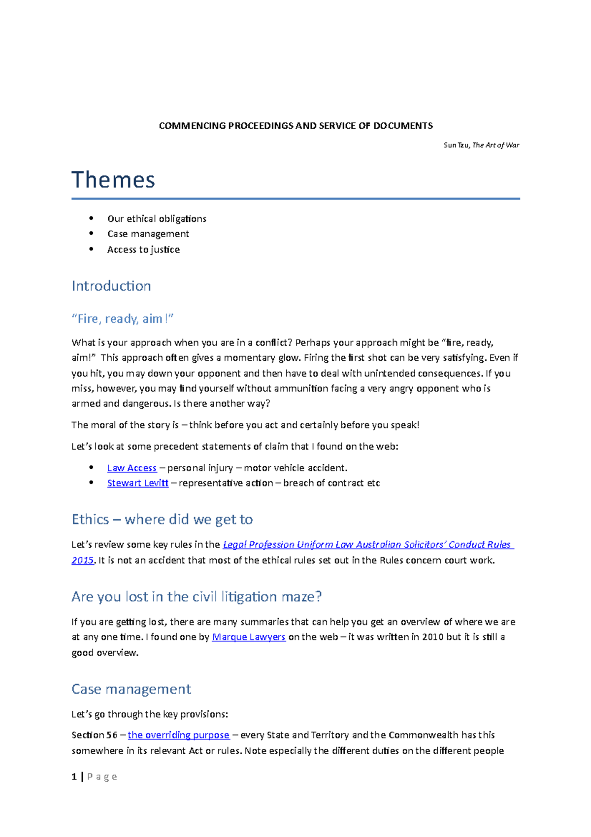 Lecture 3- Commencing Proceedings - COMMENCING PROCEEDINGS AND SERVICE ...