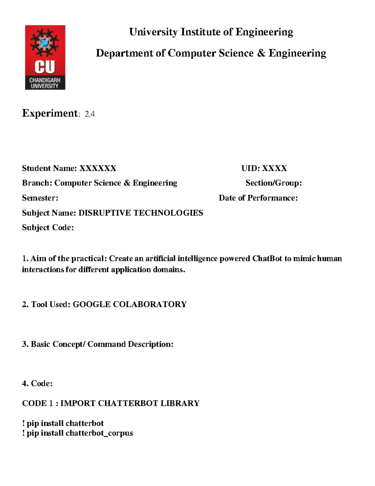 CHATTERBOT WORKSHEET Department Of Computer Science Engineering chatterbot-worksheet-department-of-computer-science-engineering