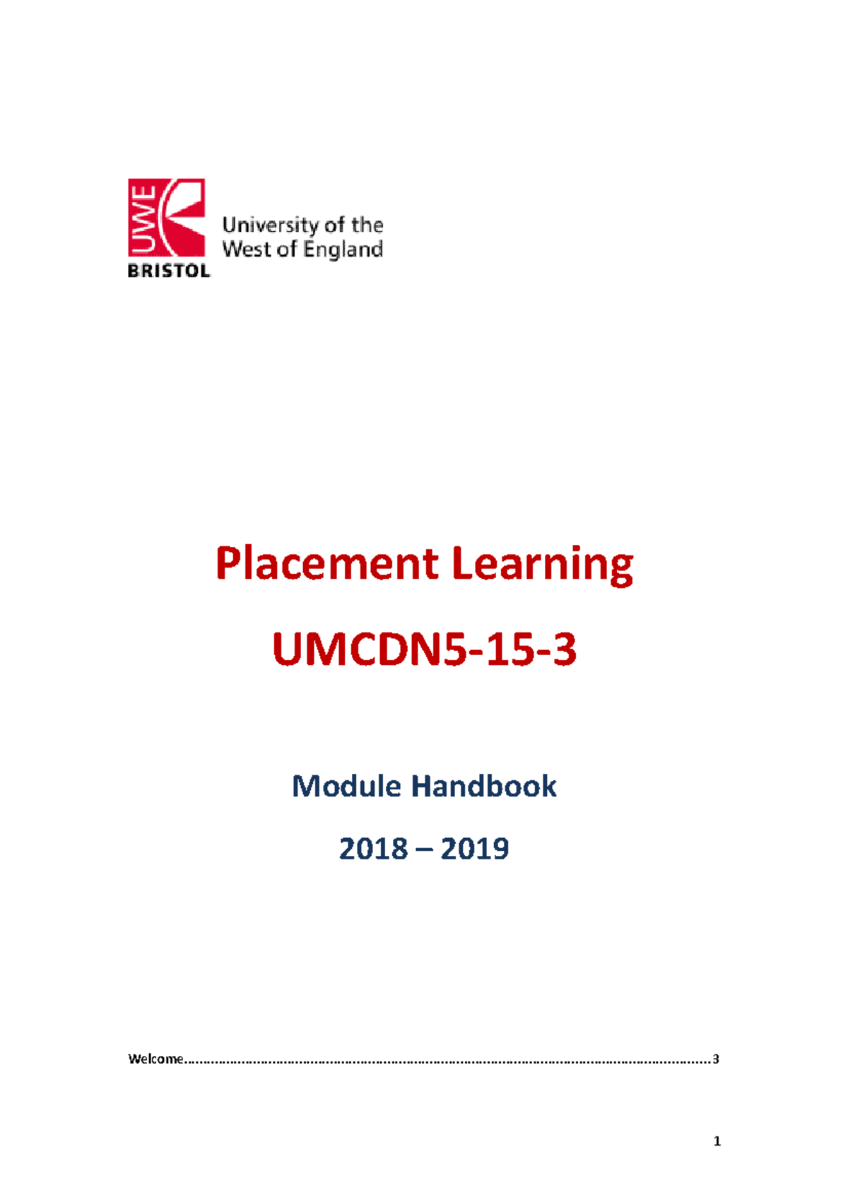 Placement Learning Handbook 2018-19 - Placement Learning UMCDN5-15 ...