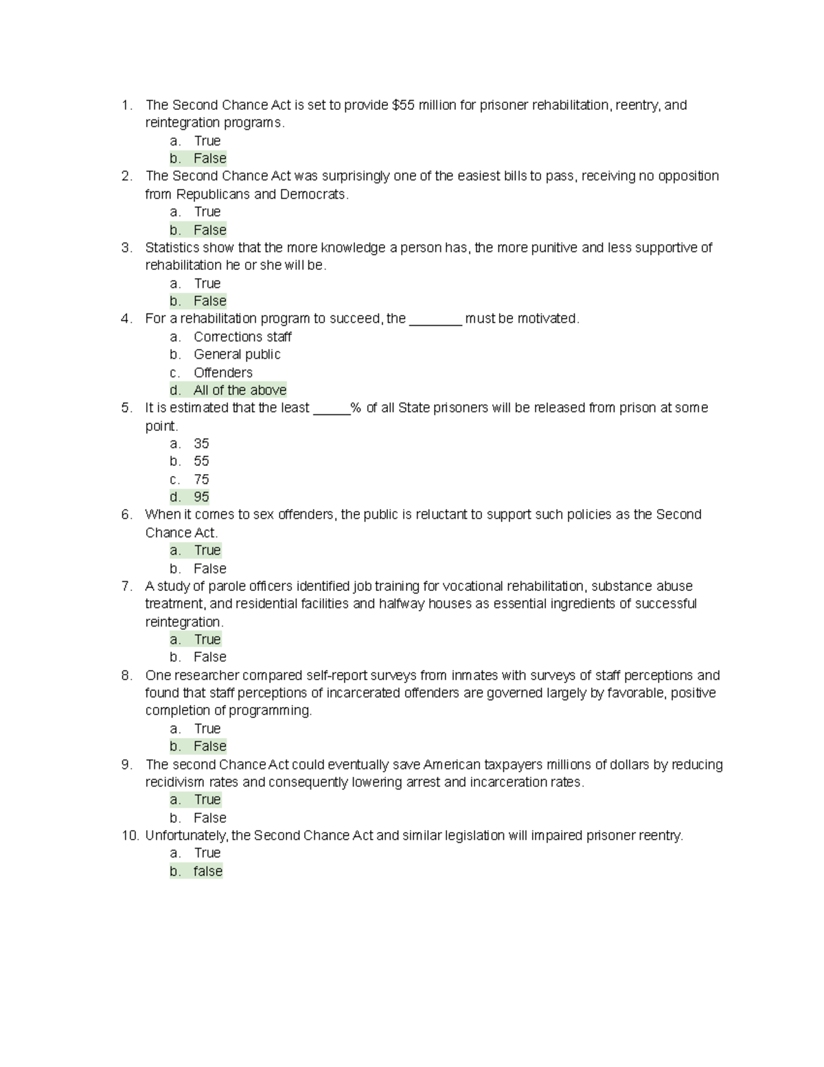 Correctional Strat Quiz 2 - The Second Chance Act is set to provide $55 ...