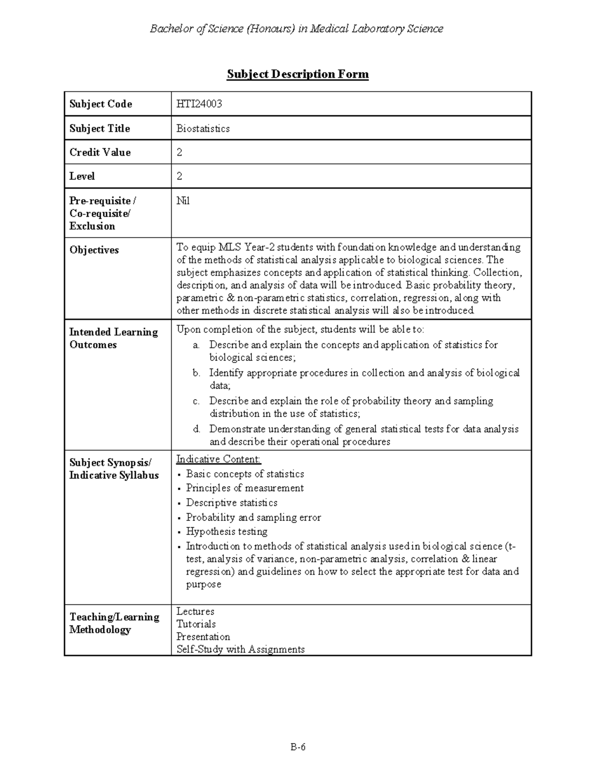 HTI24003 Subject Description Form - Subject Description Form Subject ...