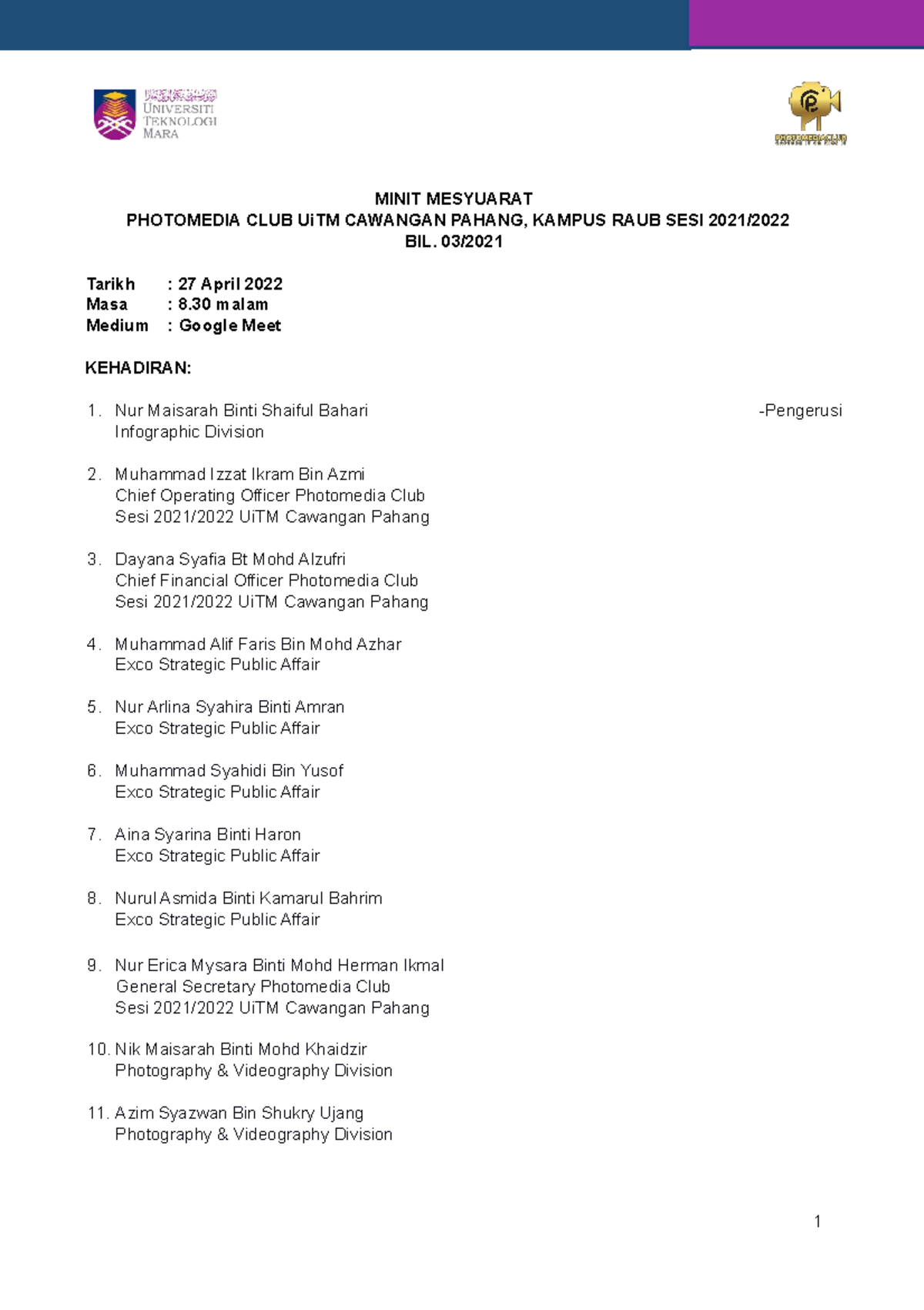 5 6055229882437207670 - MINIT MESYUARAT PHOTOMEDIA CLUB UiTM CAWANGAN PAHANG, KAMPUS RAUB SESI ...