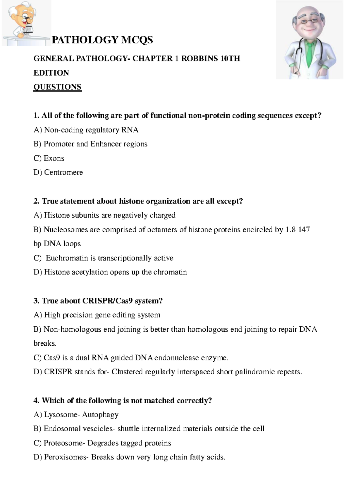 Robbins 10th edition chapter 1 mcqs - GENERAL PATHOLOGY- CHAPTER 1 ...