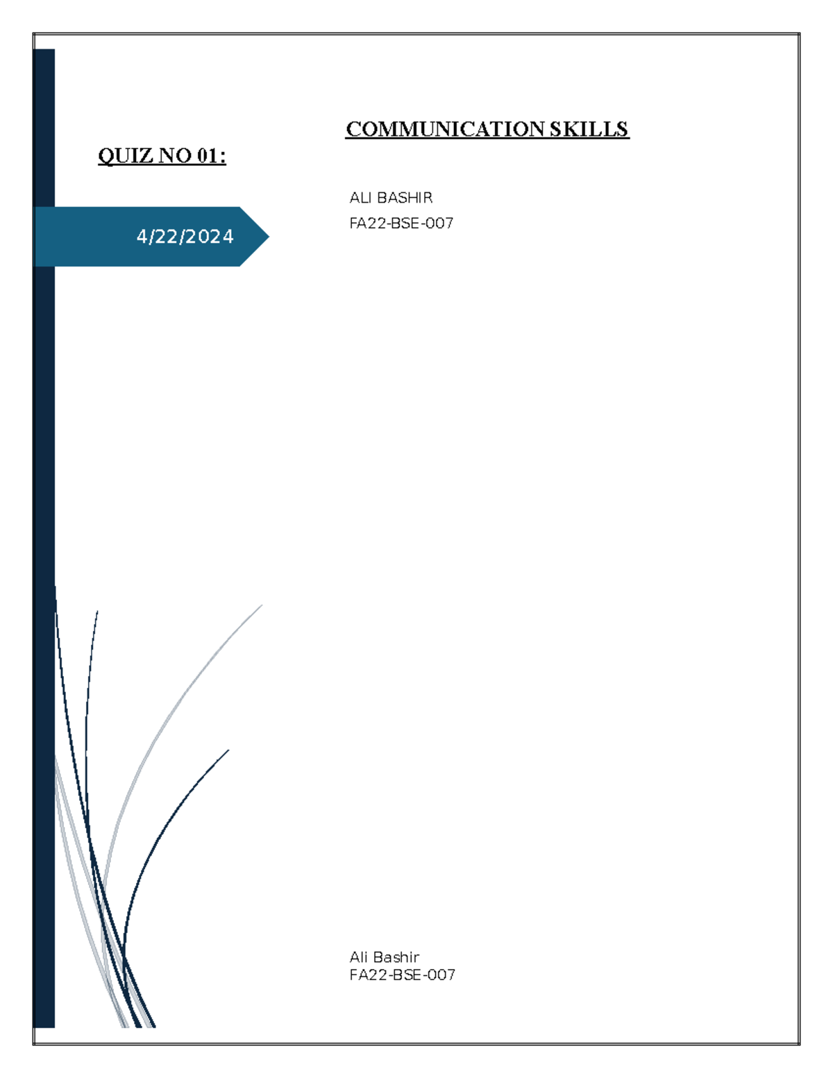 Communication Skills quiz 1 - software engenering concept - 4/22 ...