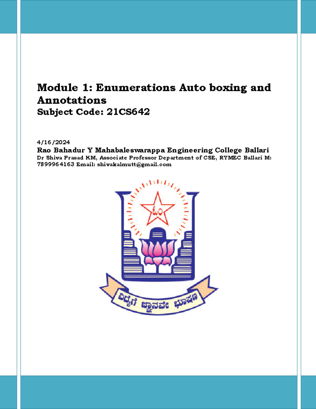 Module 1 Enumerations Autoboxing and Annotations in Java 1 - Module 1: Enumerations Auto boxing ...