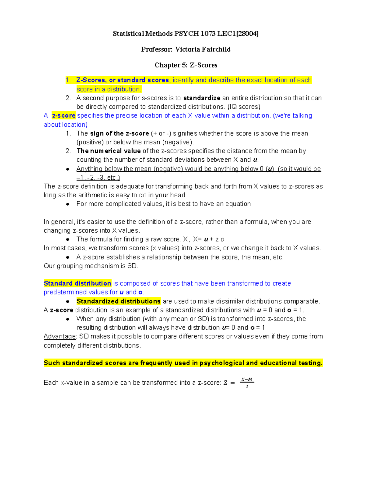 Stats Methods Chapter 5 - Statistical Methods PSYCH 1073 LEC1[28004 ...