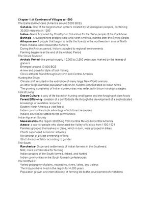 HIST 2100 - My Summary of Chapter 3 - Planting Colonies in North ...