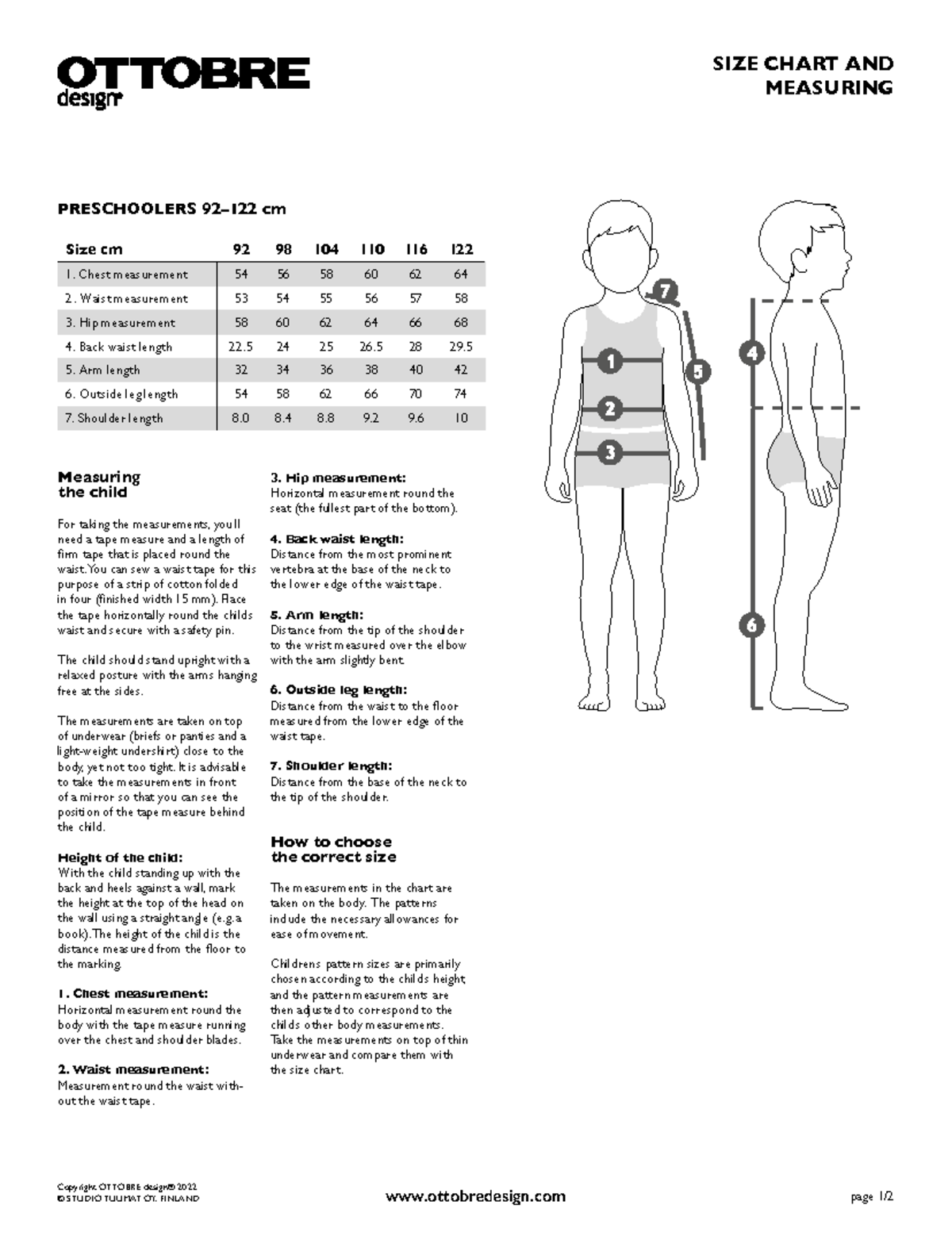 Fill-in size-chart pre-schoolers EN - Size cm Chest measurement Waist ...