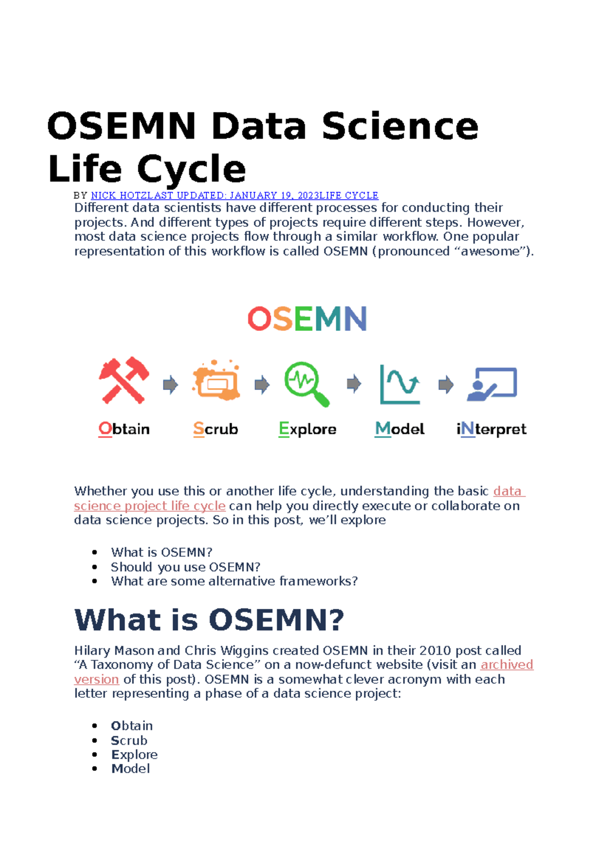 Oseme unit 1 - lecture - OSEMN Data Science Life Cycle BY NICK HOTZLAST UPDATED: JANUARY 19 ...