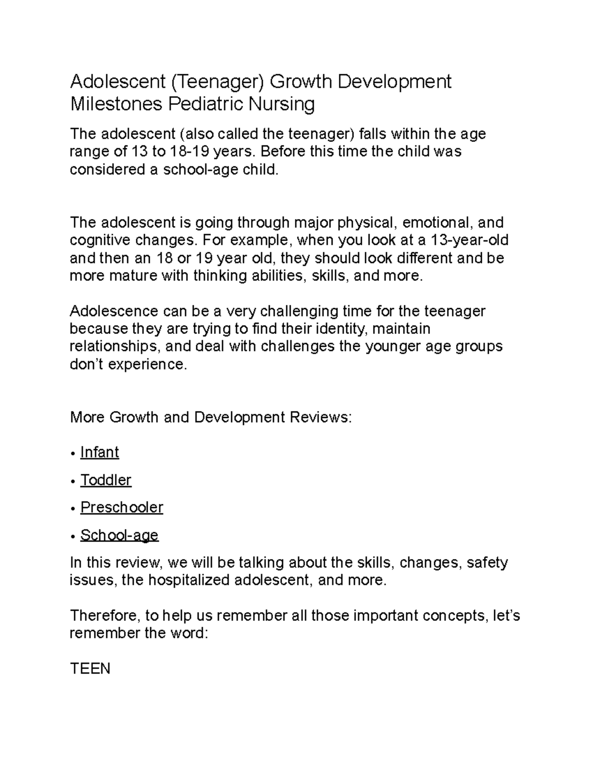 Adolescent (Teenager) Growth Development Milestones Pediatric Nursing ...