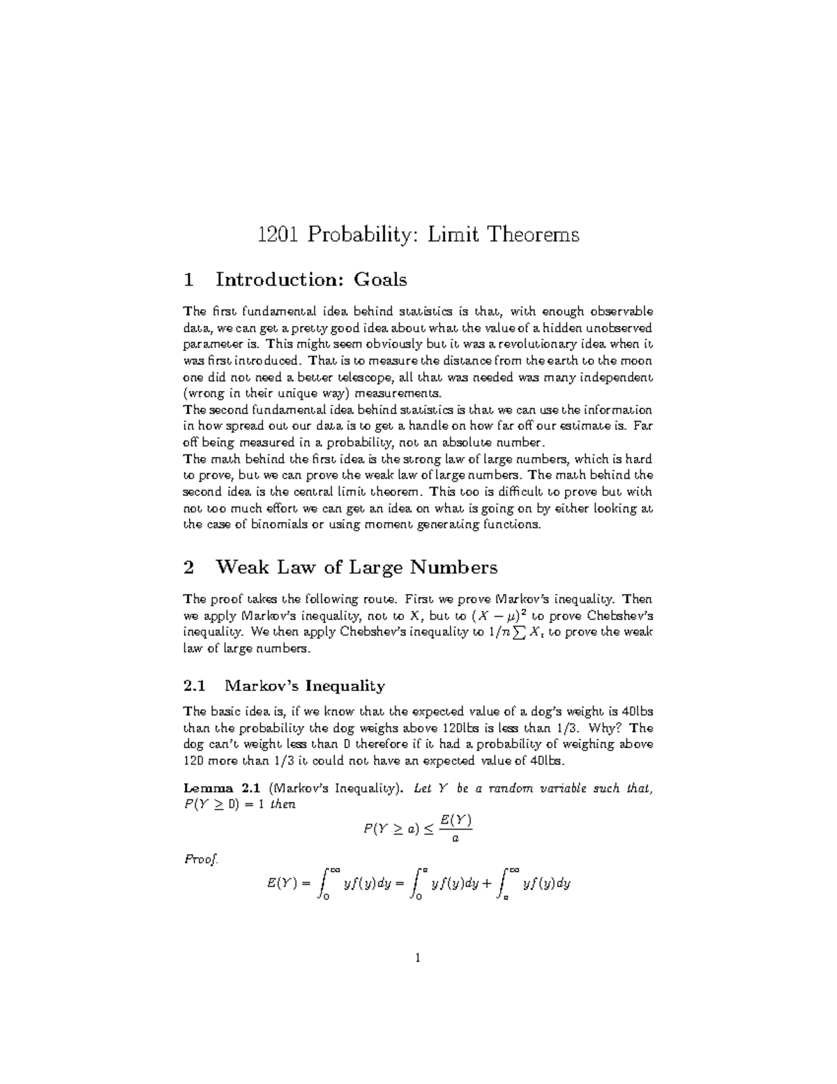 F23 1201 1003-Limit Theorems - 1201 Probability: Limit Theorems 1 ...