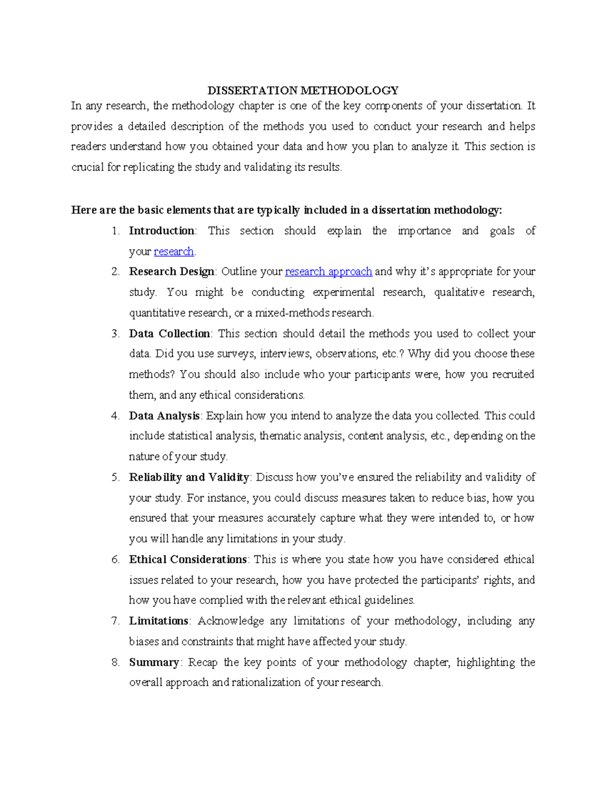 Methodology sample - DISSERTATION METHODOLOGY In any research, the ...