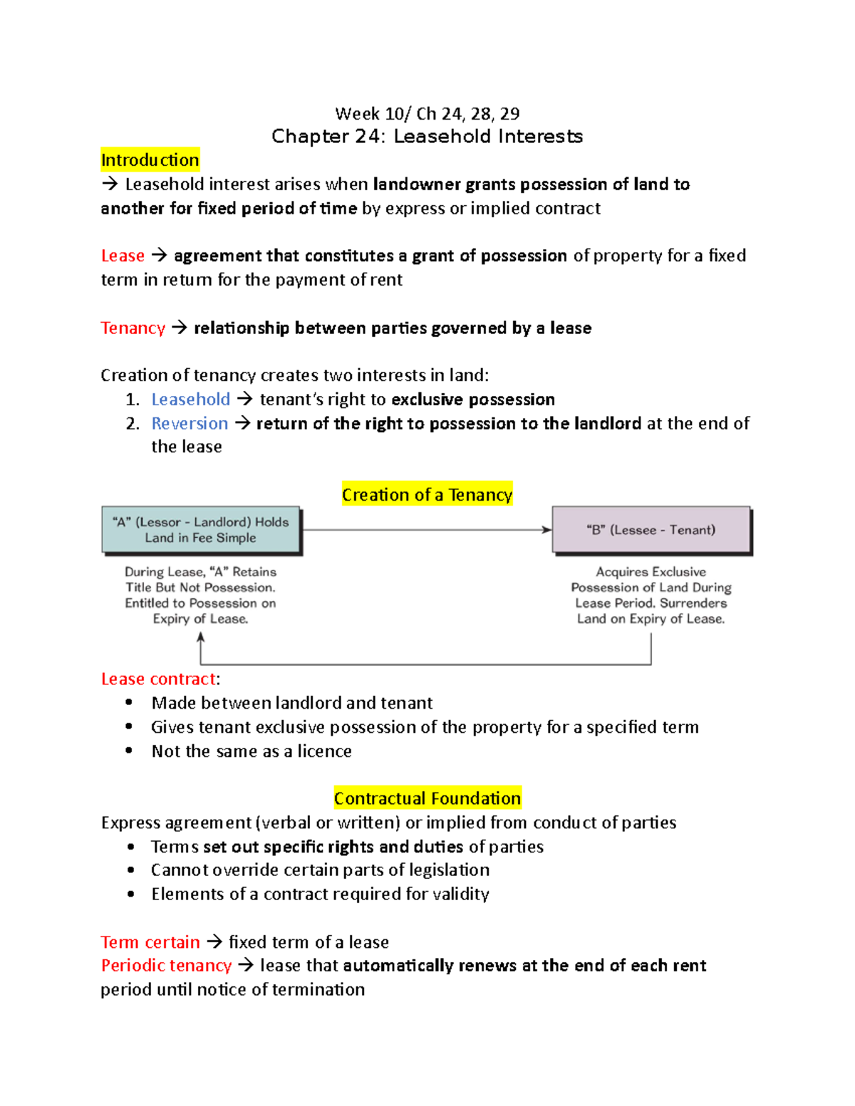 Week 10: Ch 24, 28, 29 - Notes - Week 10/ Ch 24, 28, 29 Chapter 24 ...