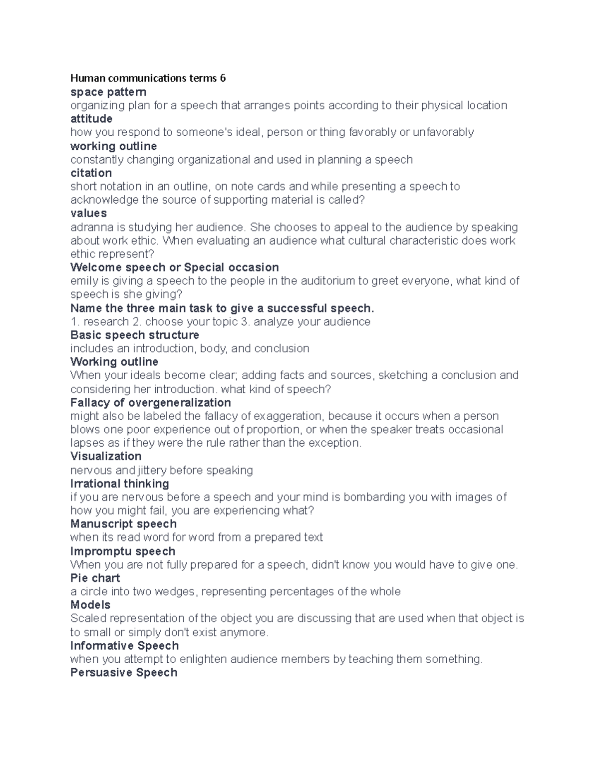 Human communications terms 8 - She chooses to appeal to the audience by speaking about work ...