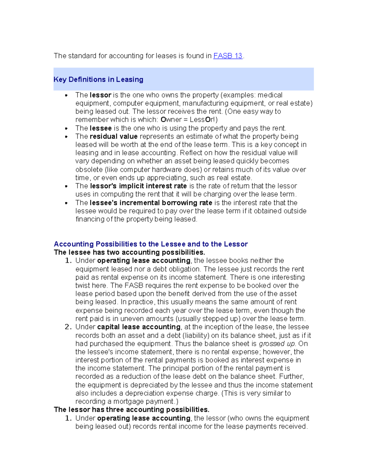 Accounting-for-leases-notes- The standard for accounting for leases is ...