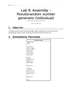 Lab 5 Assembly - LAB 5: ASSEMBLY – FIBONACCI NUMBERS GENERATOR TYLER ...