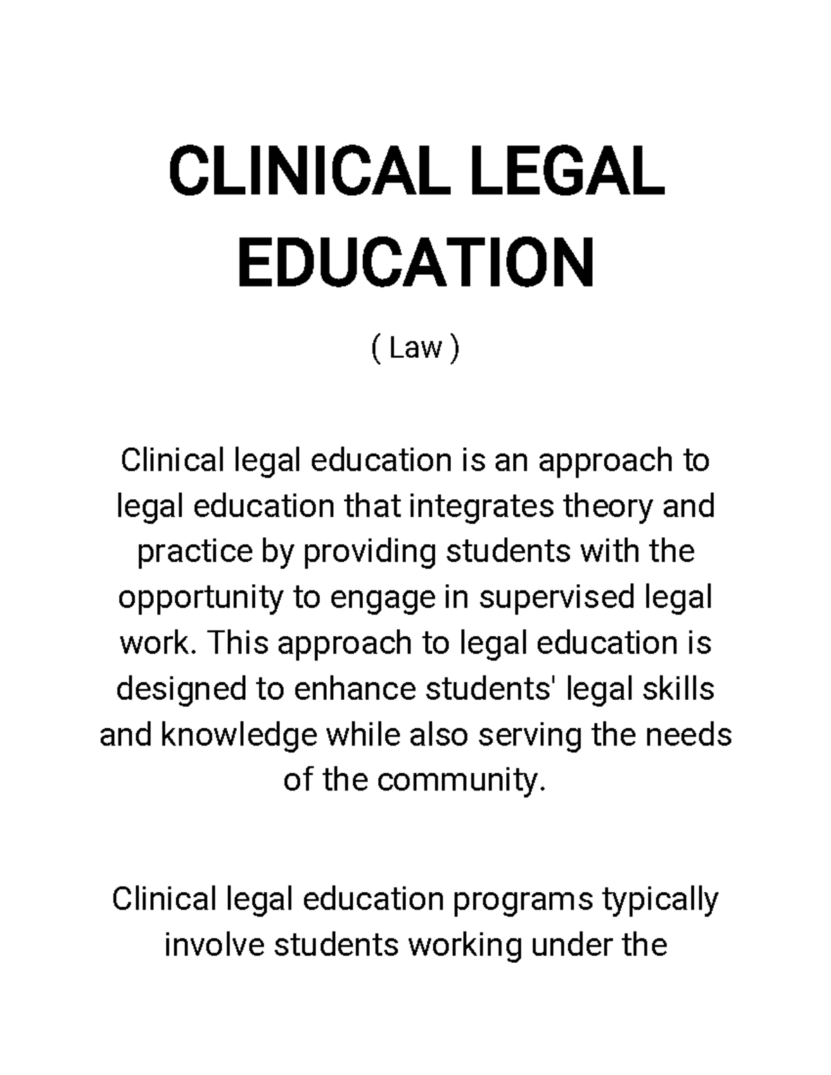 Clinical Legal Education ( Law 4th Semester ) - CLINICAL LEGAL ...