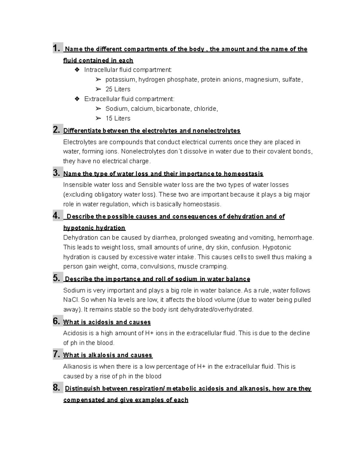 Concept Check Questions Chapter 26 - 1. Name the different compartments ...