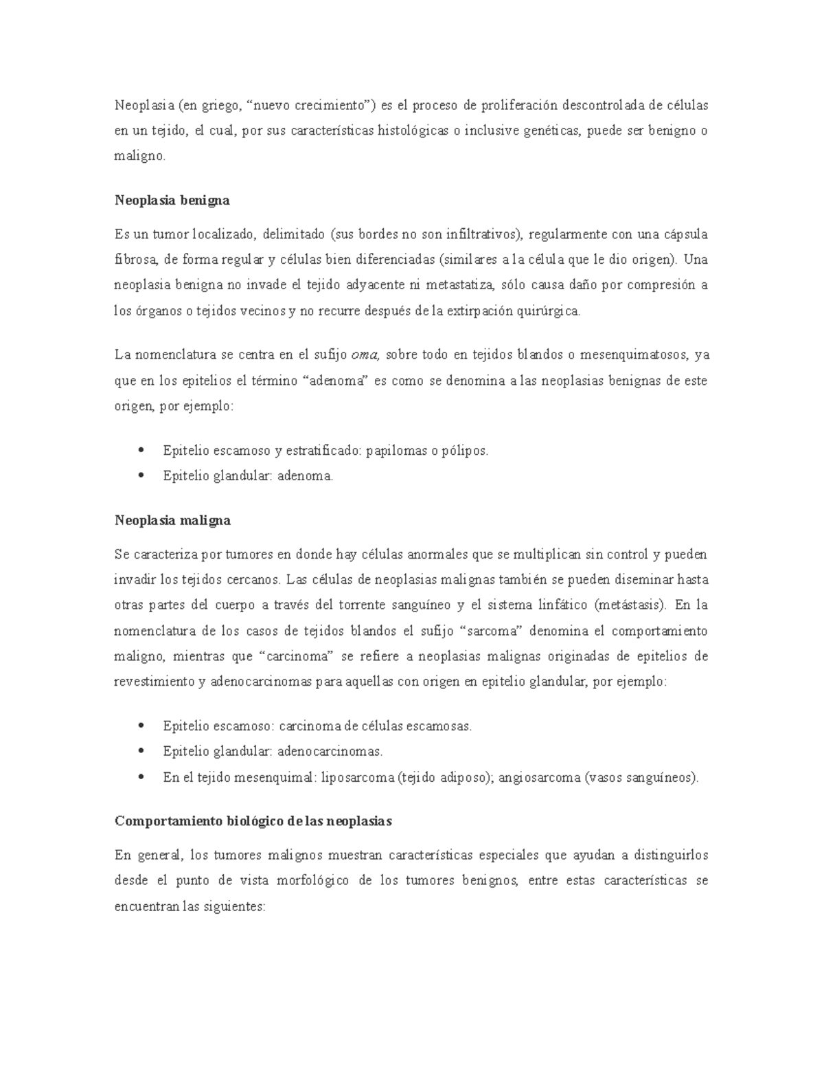 Monologo laboratorio de neoplasias - Neoplasia (en griego, “nuevo ...