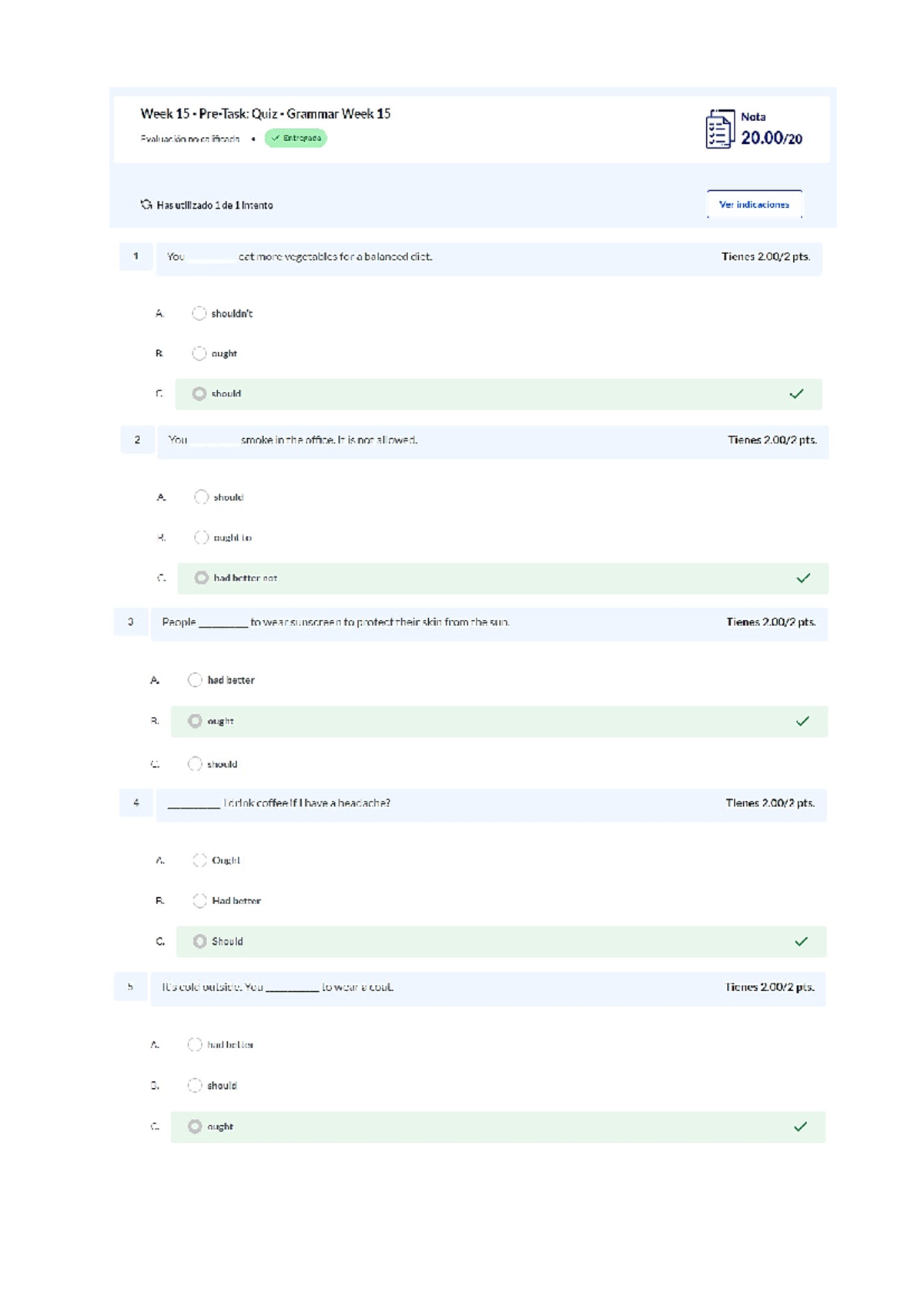 Week 15 - Pre-Task-Quiz - Grammar Week 15- Ingles-IV - Week 15 Quiz Grammar Week 15 Nota ...