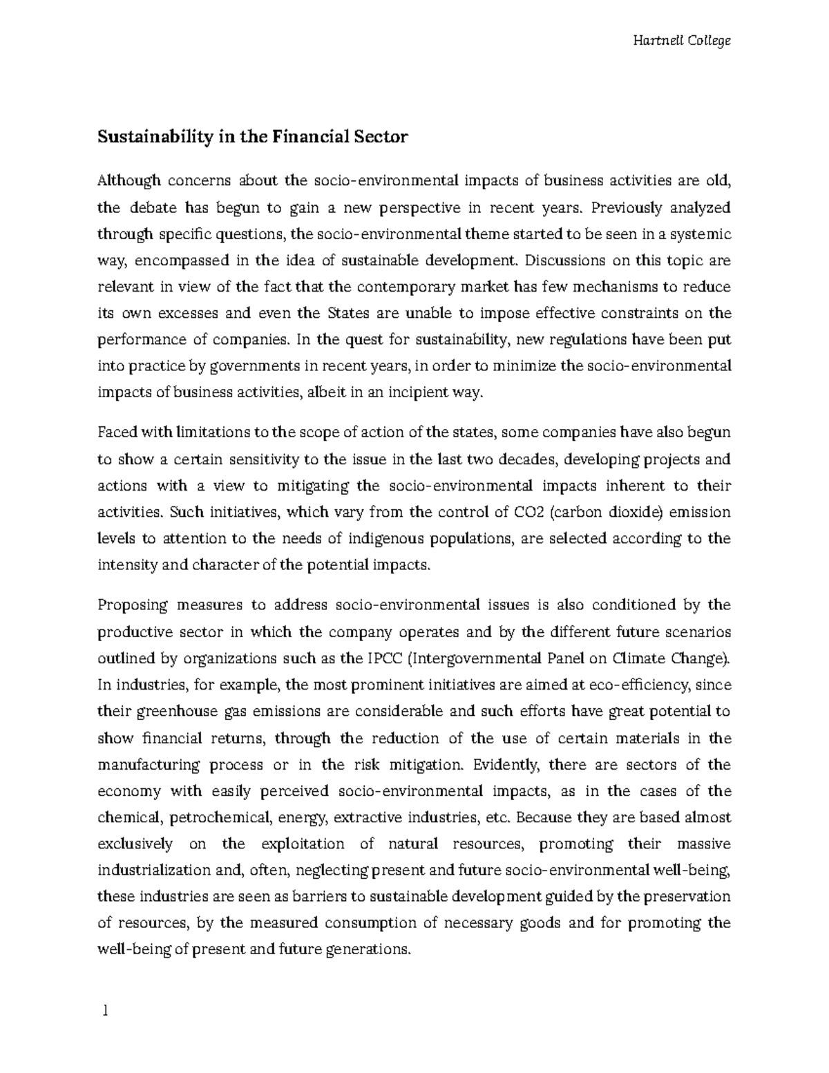 Sustainability in the Financial Sector. - Sustainability in the ...
