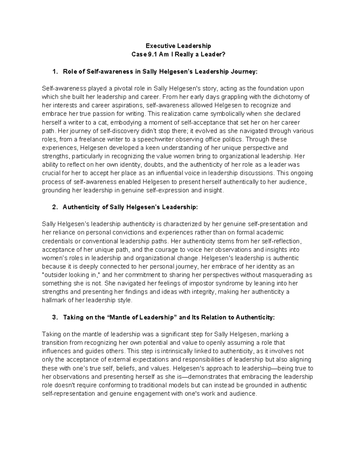 Executive Leadership - Case 9.1 Am I Really a Leader - Executive ...