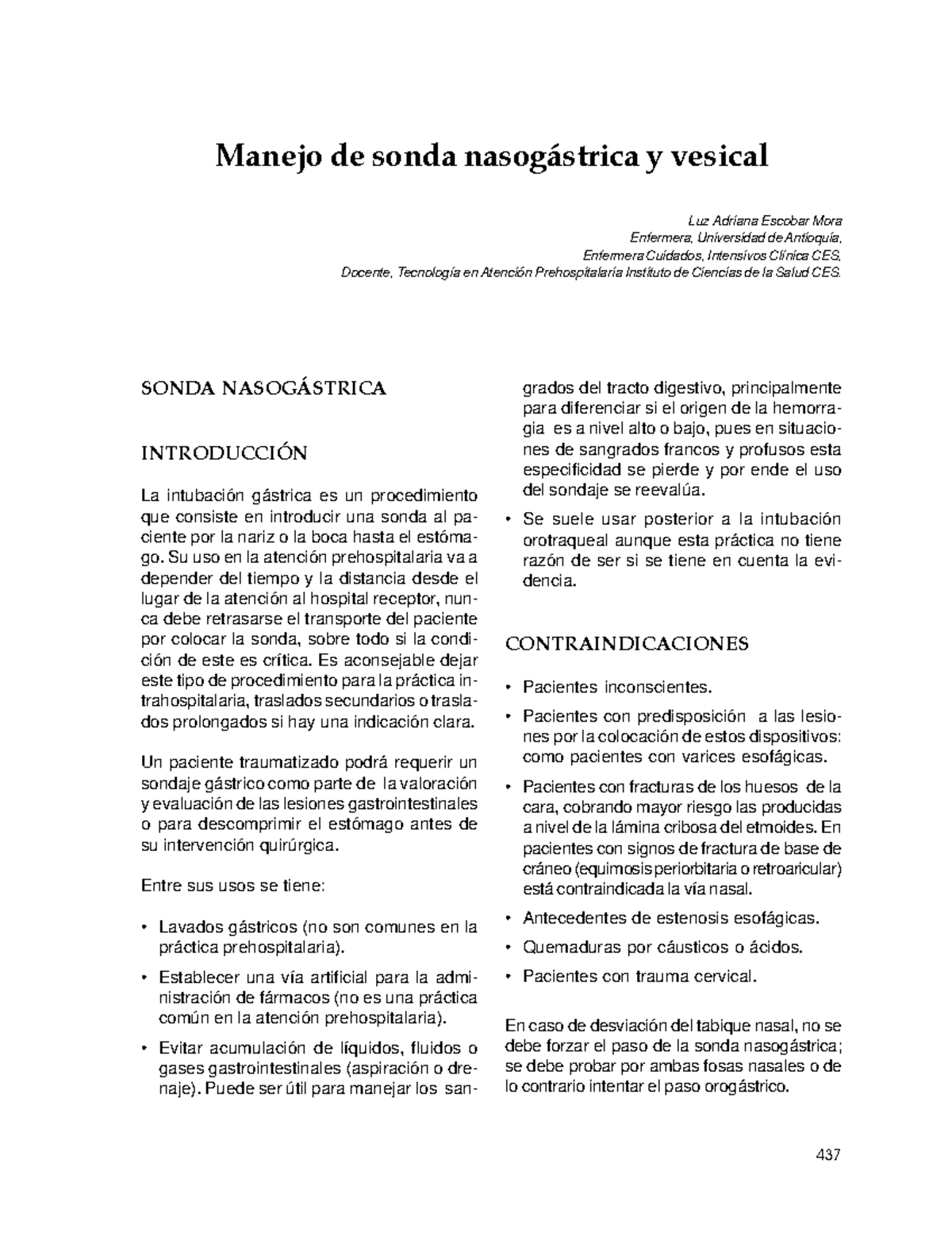 Manejo de sonda nasogastrica y vesical - SONDA NASOG¡STRICA INTRODUCCI ...