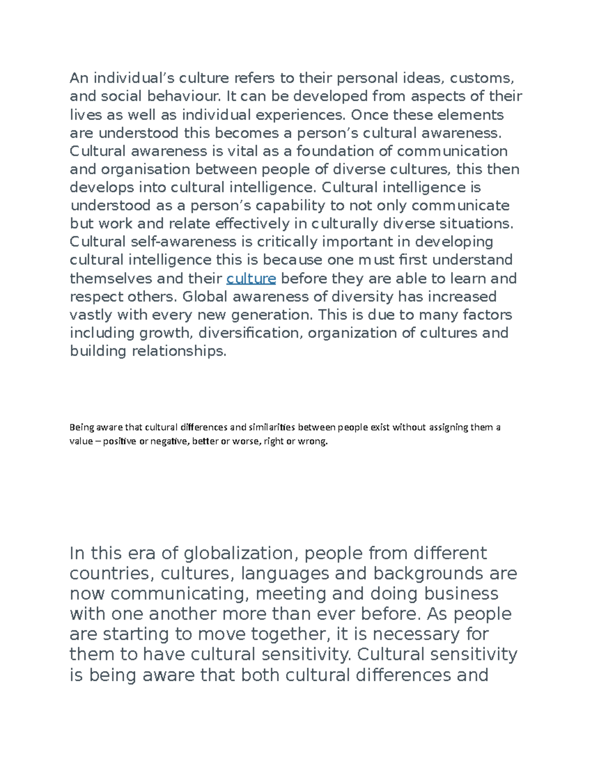 An individual - research - An individual’s culture refers to their ...