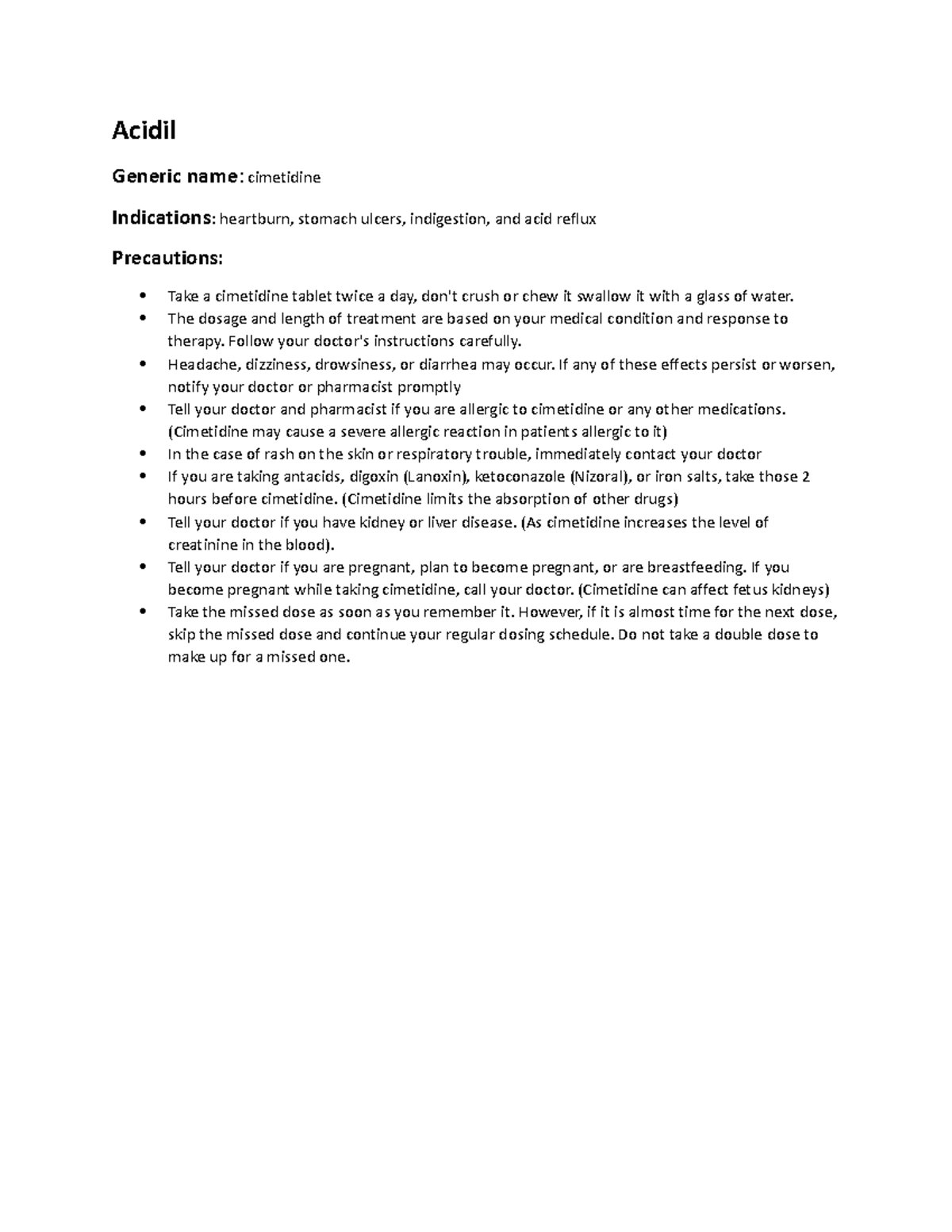 Acidil - Pharmacology drug profile- drug profile - Doctor of Pharmacy ...