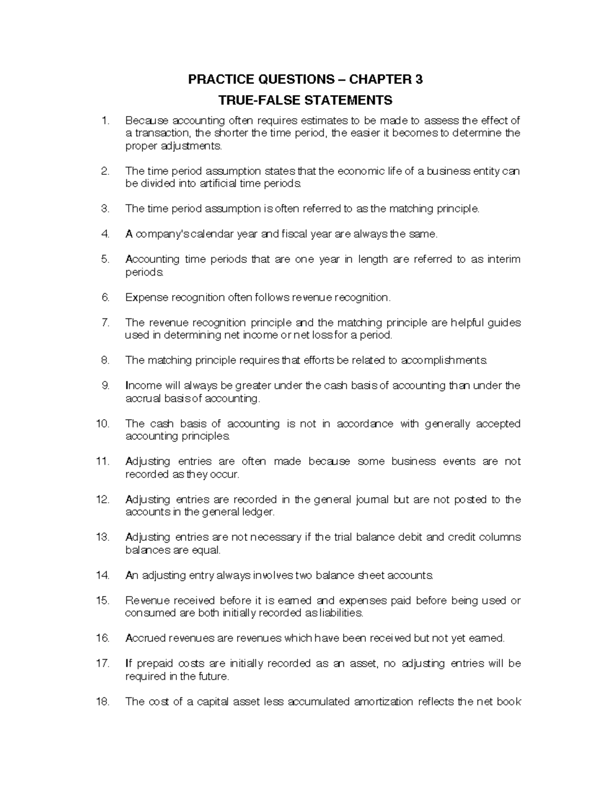 Chapter 3 Practice Q s PRACTICE QUESTIONS CHAPTER 3 STATEMENTS 1