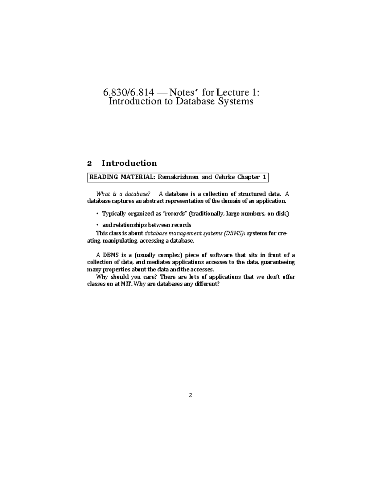 Introduction To Database System Reading Material Ramakrishnan And Gehrke Chapter 1 68306 6819