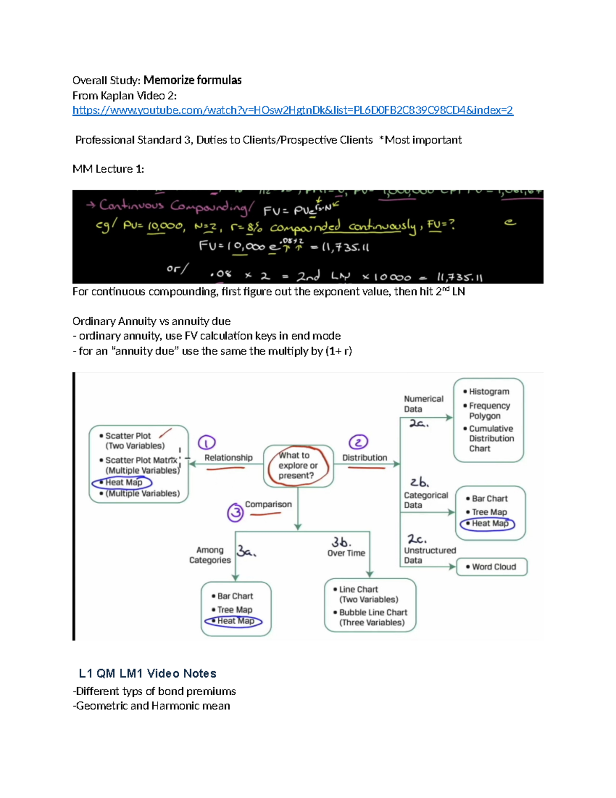 CFA 1 Notes - na - Overall Study: Memorize formulas From Kaplan Video 2 ...