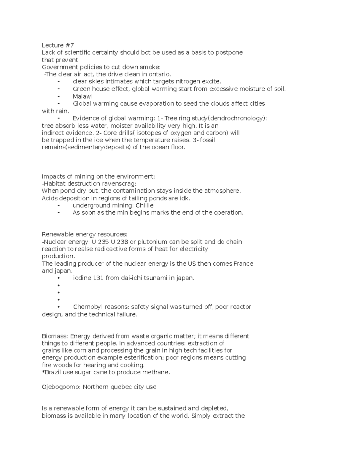 GEO 702 Lecture 7 Notes - Lecture # Lack of scientific certainty should ...