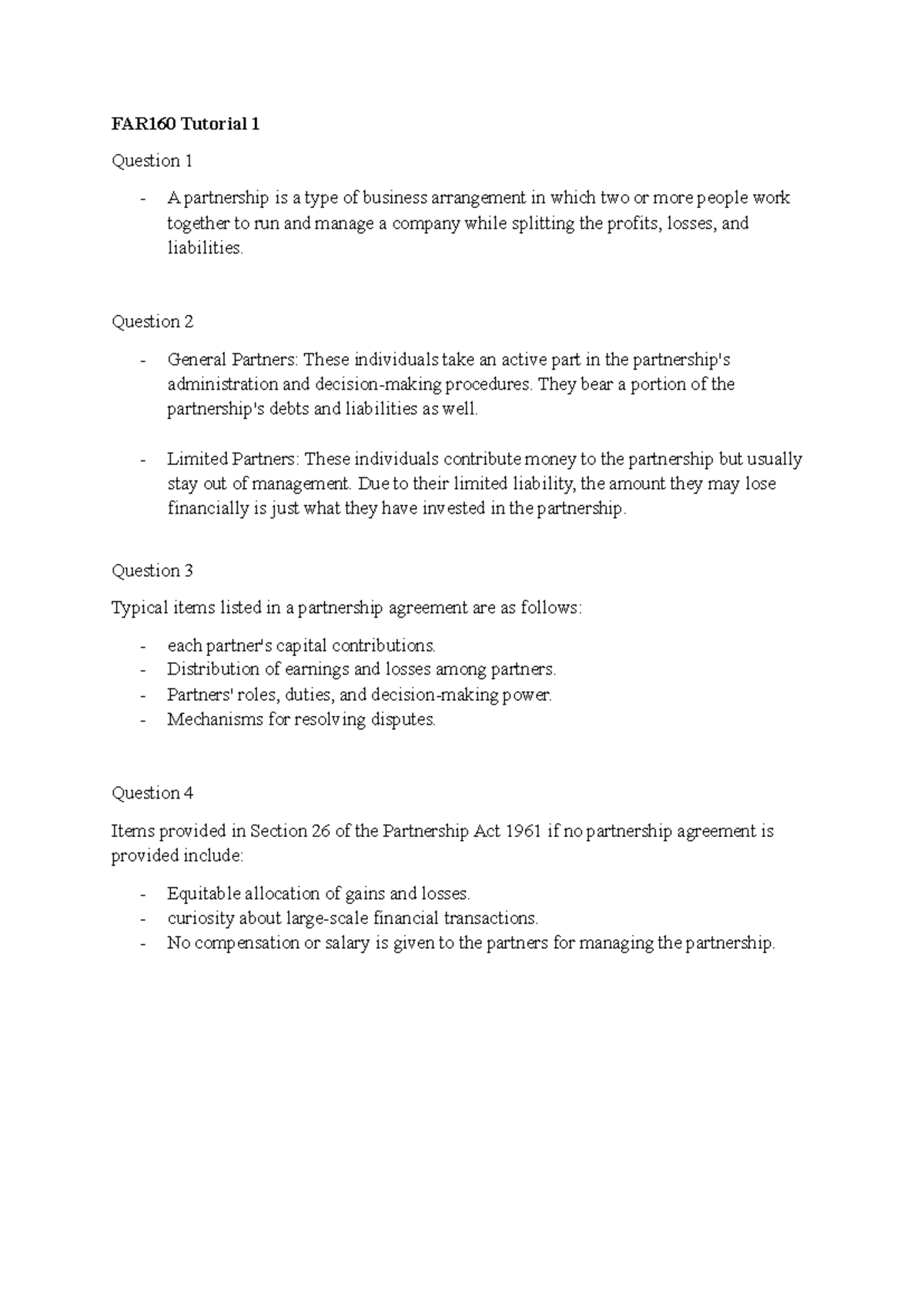 FAR160 Tutorial 1 - Question 2 - General Partners: These individuals ...